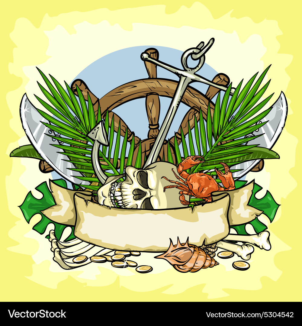 Pirates treasure logo design Royalty Free Vector Image