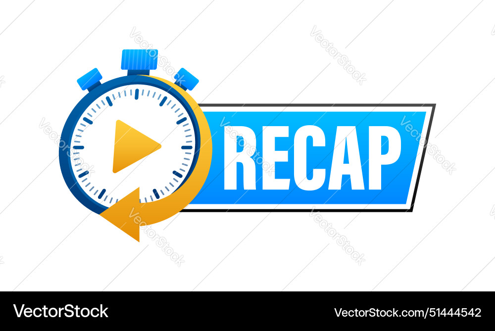 Recap video play button replay watching Royalty Free Vector