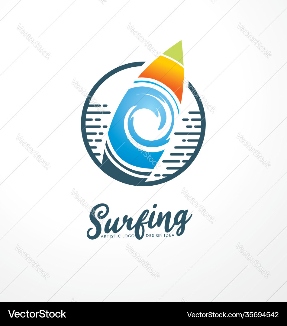 Surfing club logo design template Royalty Free Vector Image