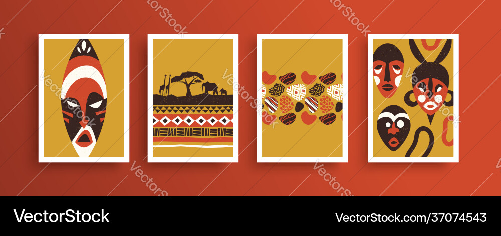 African art face mask poster set Royalty Free Vector Image
