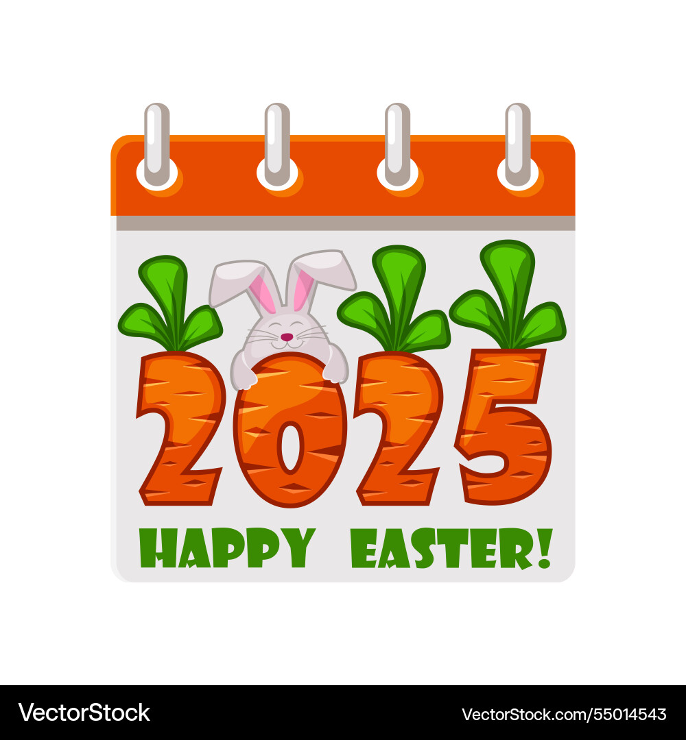 Calendar page for easter day with carrot number Vector Image