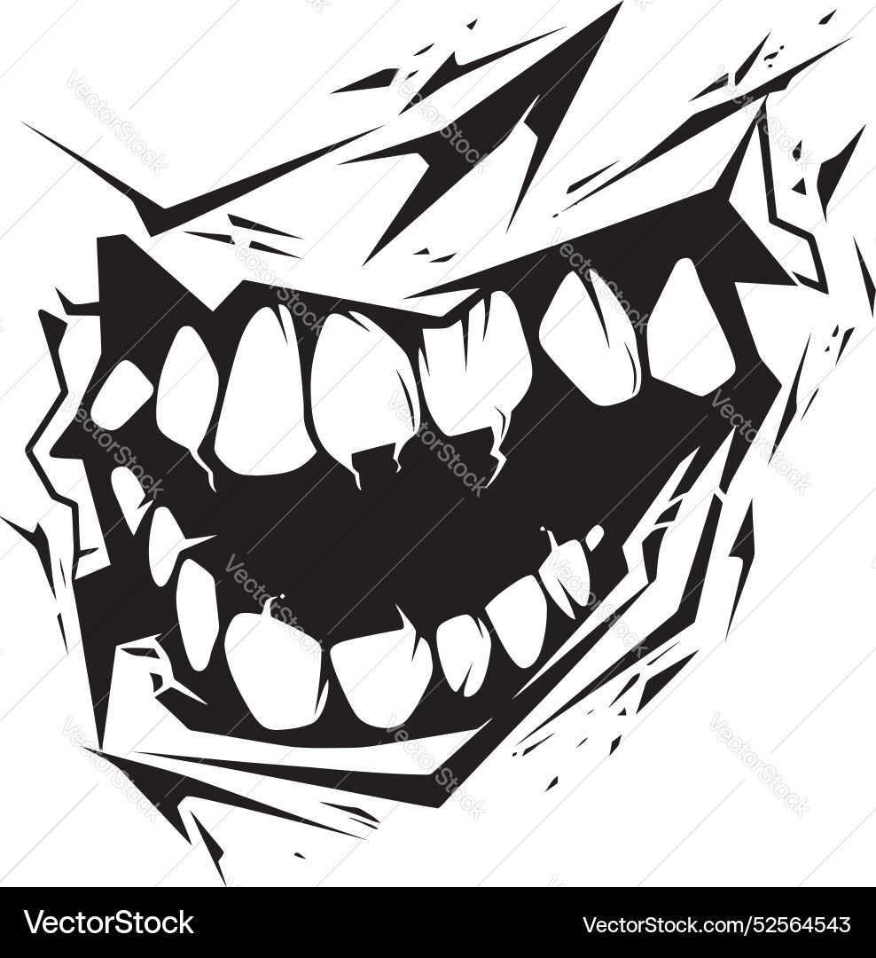 Demonic grin sinister creature mouth graphic Vector Image