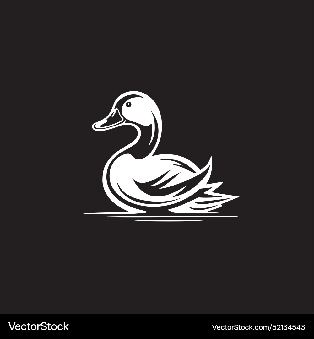 Duck - black and white Royalty Free Vector Image