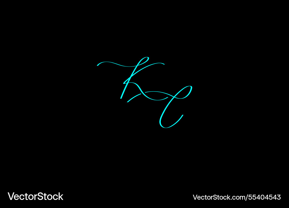 Elegant calligraphy of cursive kc logo Royalty Free Vector