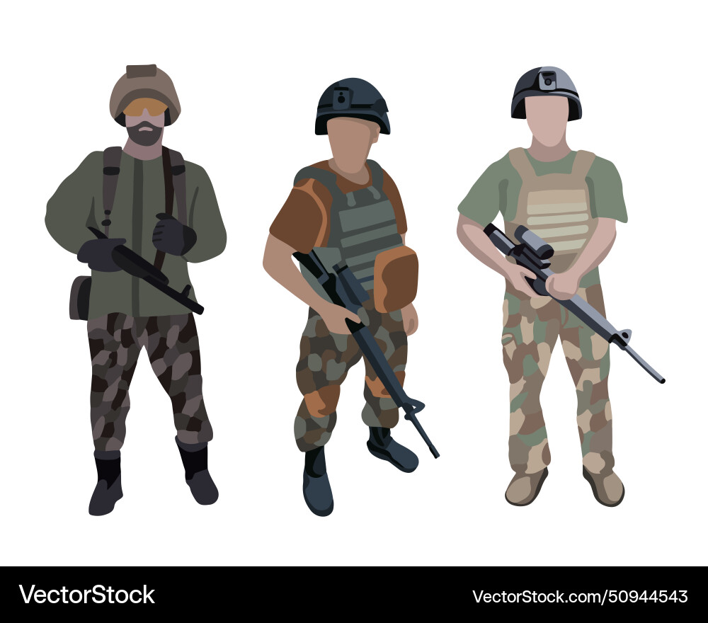 Military men set Royalty Free Vector Image - VectorStock
