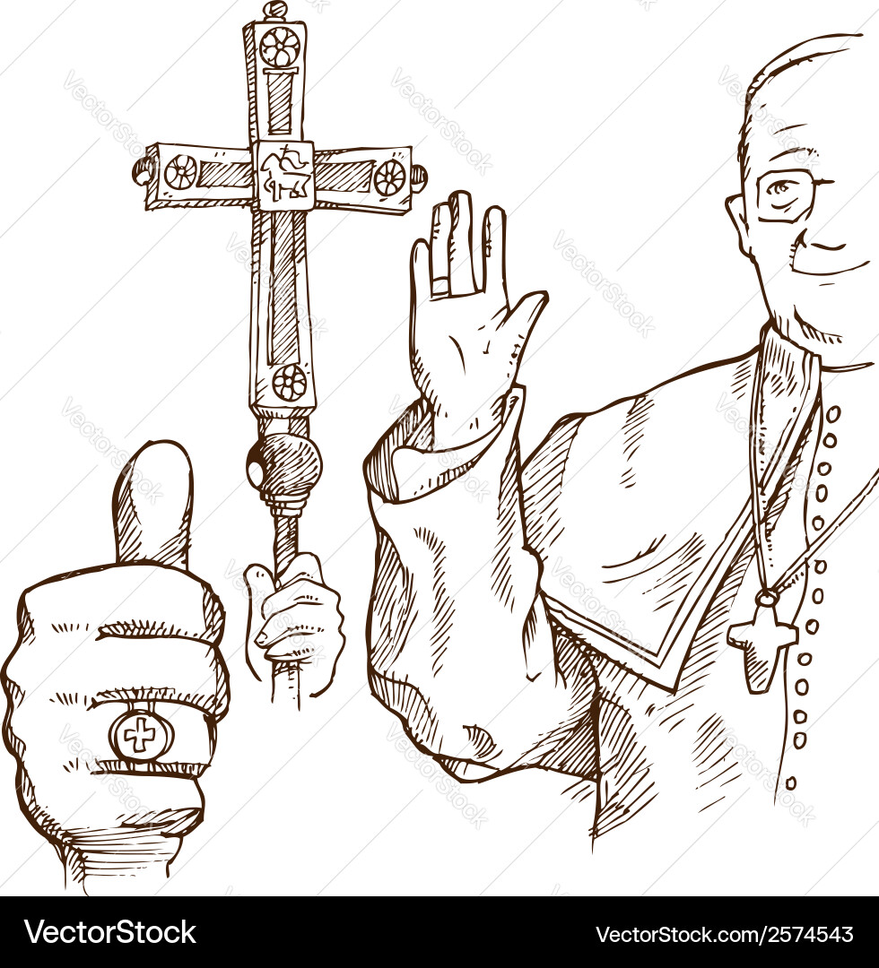 Pope hand draw element Royalty Free Vector Image