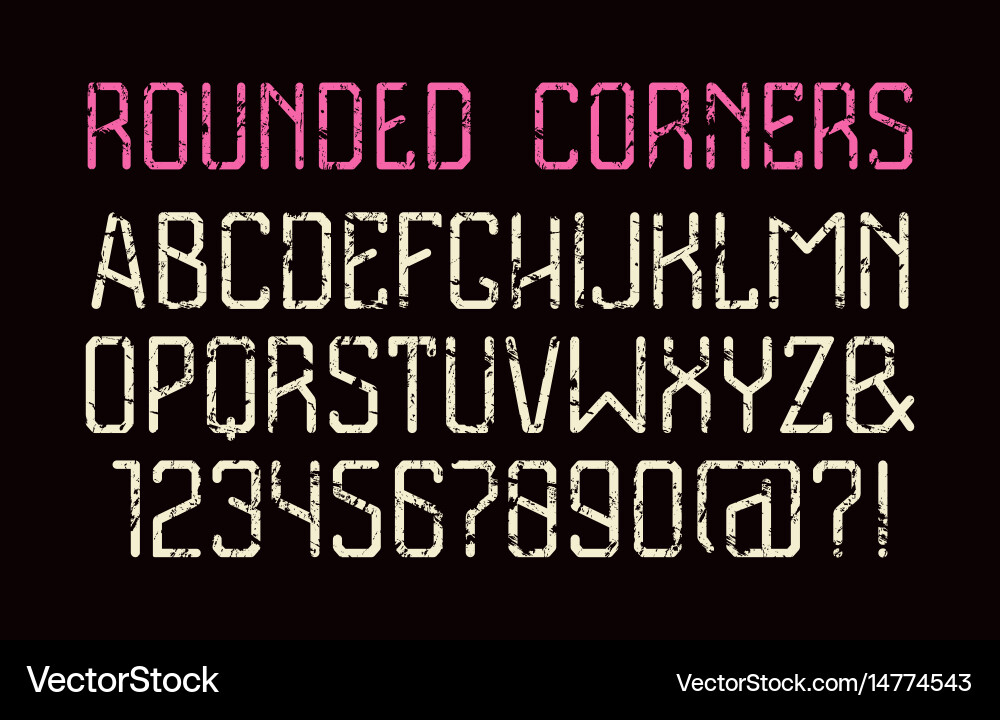 Sanserif font with rounded corners Royalty Free Vector Image