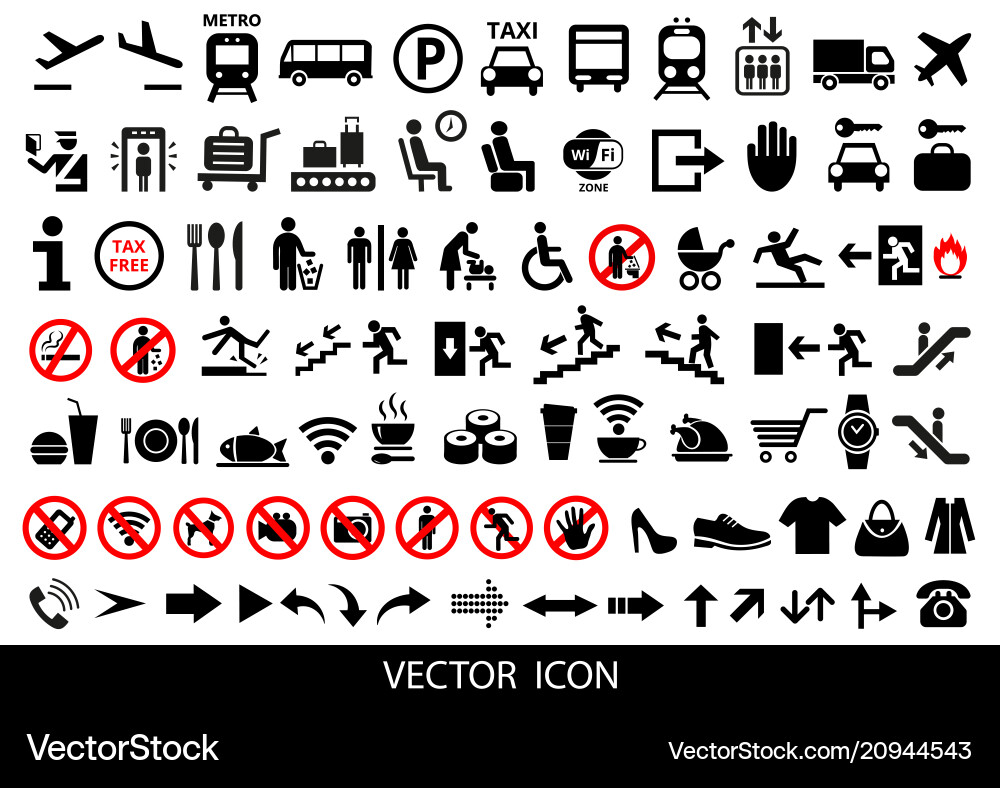 Set of public icons Royalty Free Vector Image - VectorStock