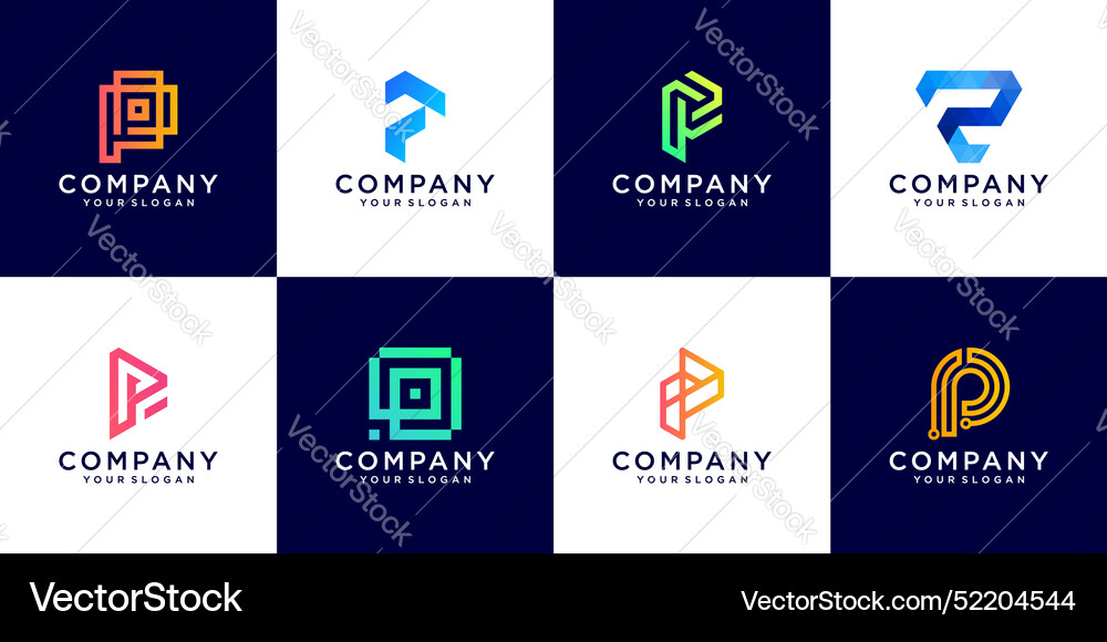 A collection letter p logo designs in abstract Vector Image
