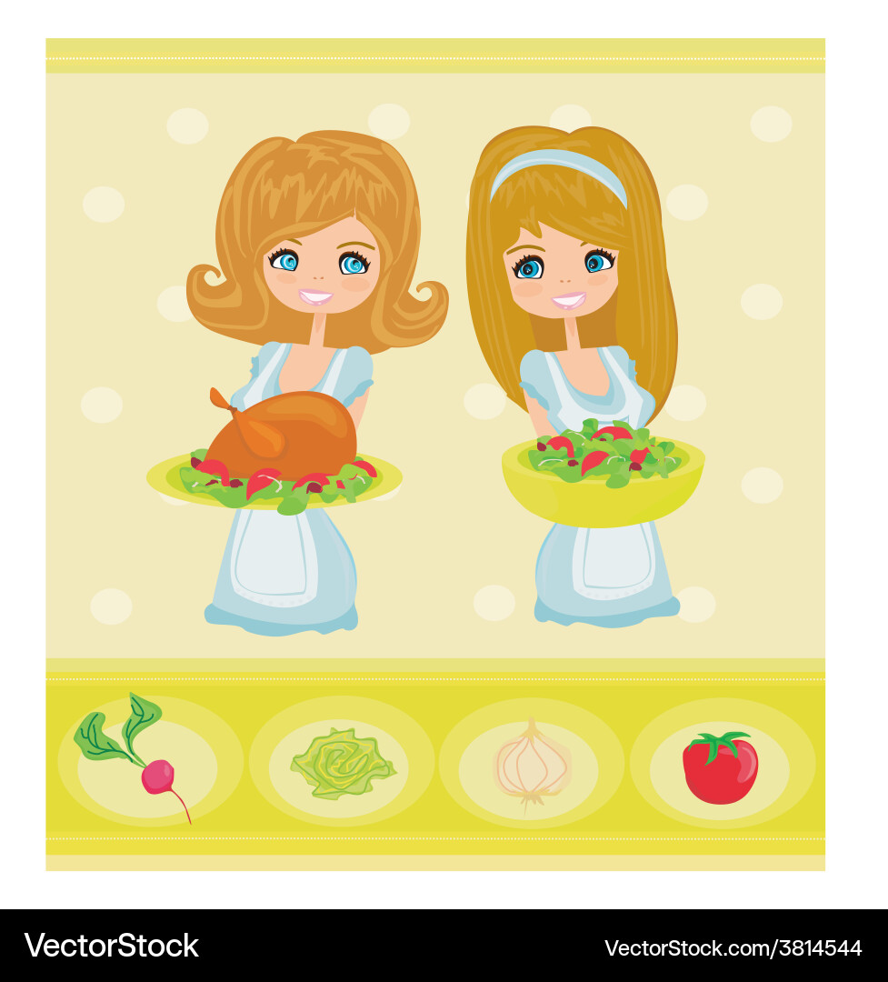 Beautiful waitress Royalty Free Vector Image - VectorStock