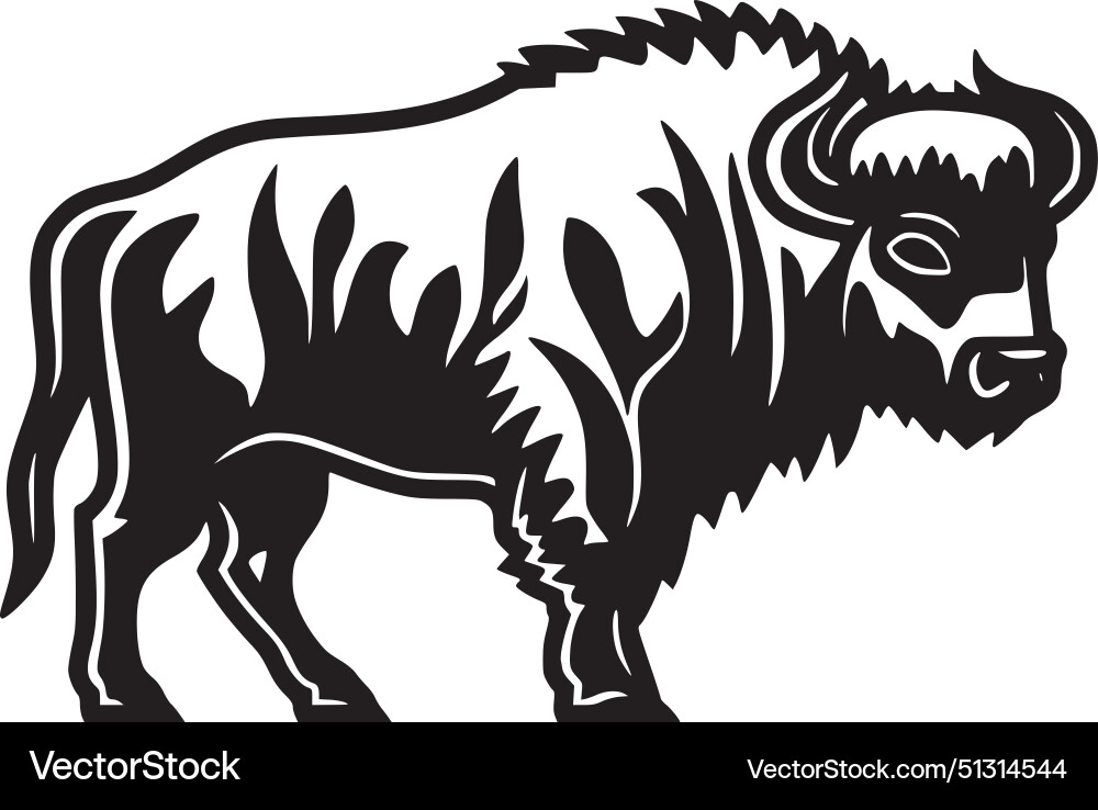 Bison - minimalist and flat logo Royalty Free Vector Image