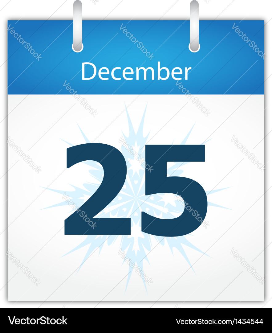 Calendar page for december 25 Royalty Free Vector Image