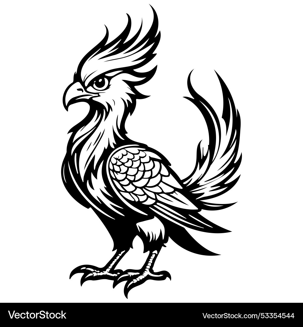 Isolated cartoon phoenix ink hand drawn line Vector Image