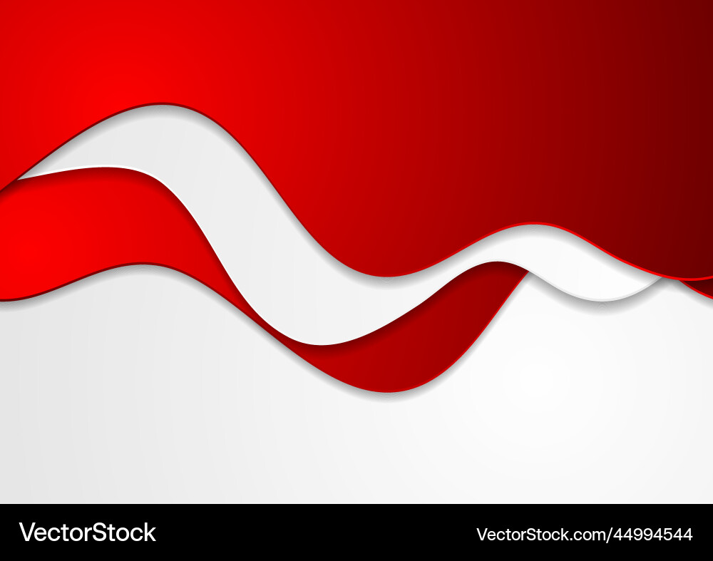 Red and white abstract wavy corporate background Vector Image