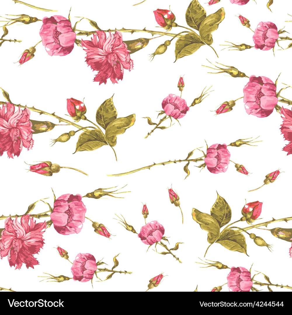 Romantic Floral Pattern with Roses Royalty Free Vector Image