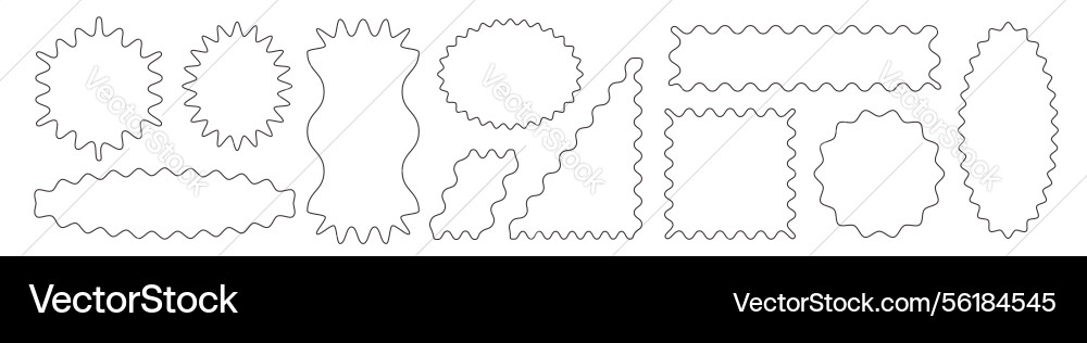 Black scallop line borders set isolated on white Vector Image