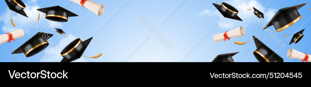 Congratulations graduates horizontal long banner Vector Image