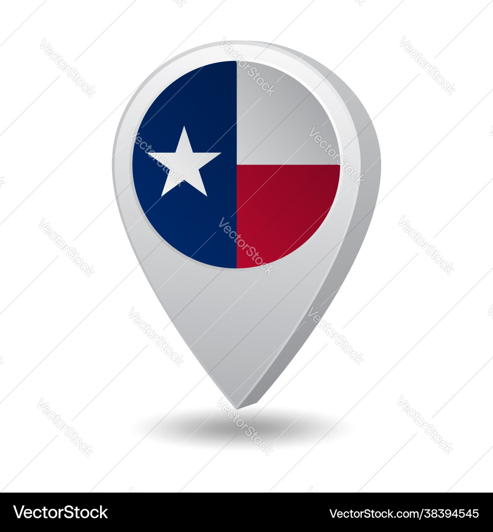 Flag state texas usa on marker map Royalty Free Vector Image