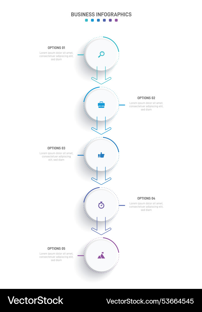 Vertical progress bar featuring 5 arrow-shaped Vector Image