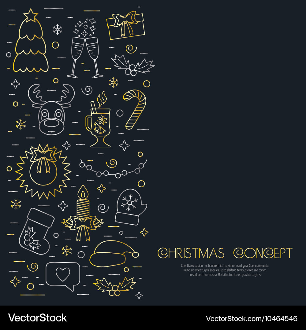 Christmas Line Art Concept Royalty Free Vector Image