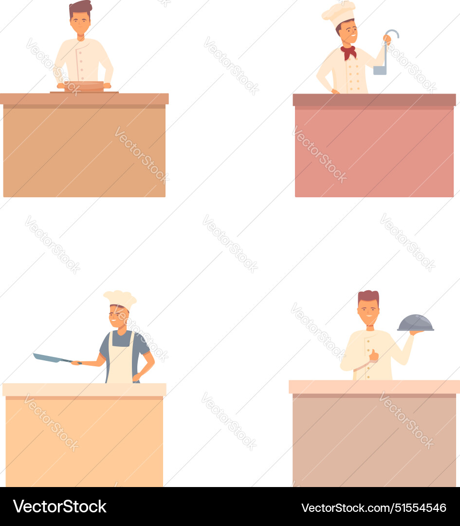 Cooking concept icons set cartoon chef Royalty Free Vector