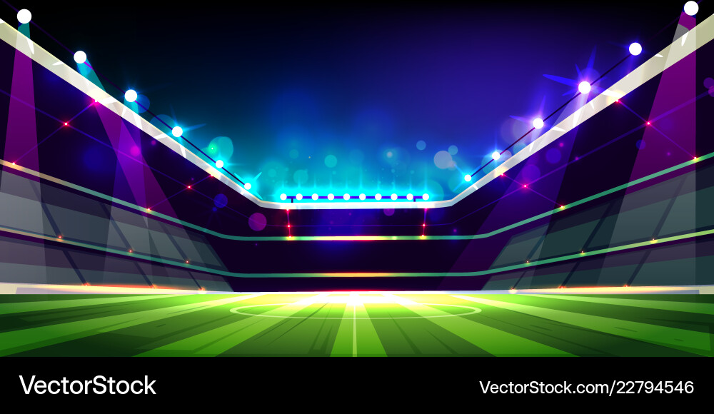 Empty soccer field before game cartoon Royalty Free Vector