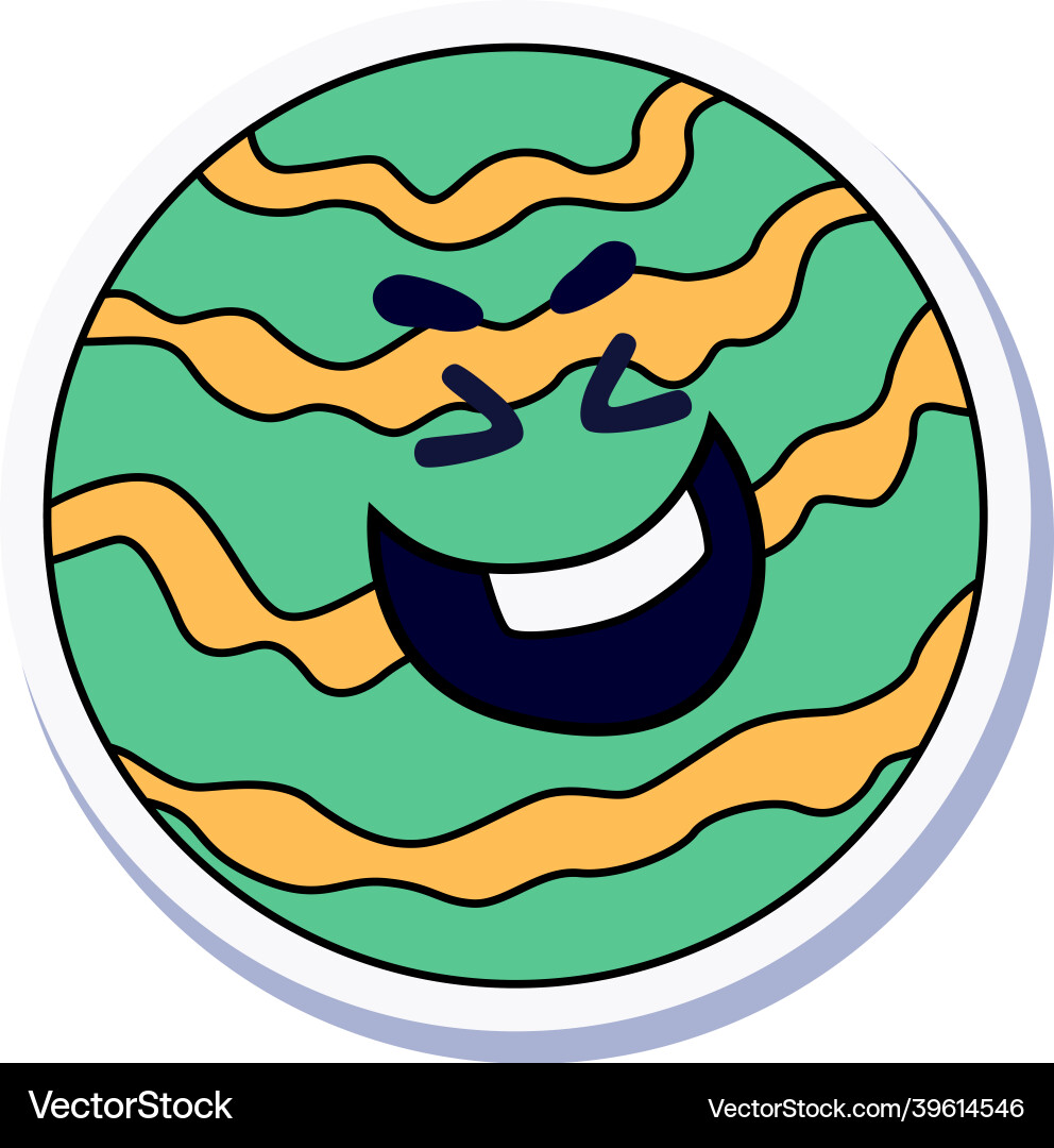 Funny planet sticker Royalty Free Vector Image
