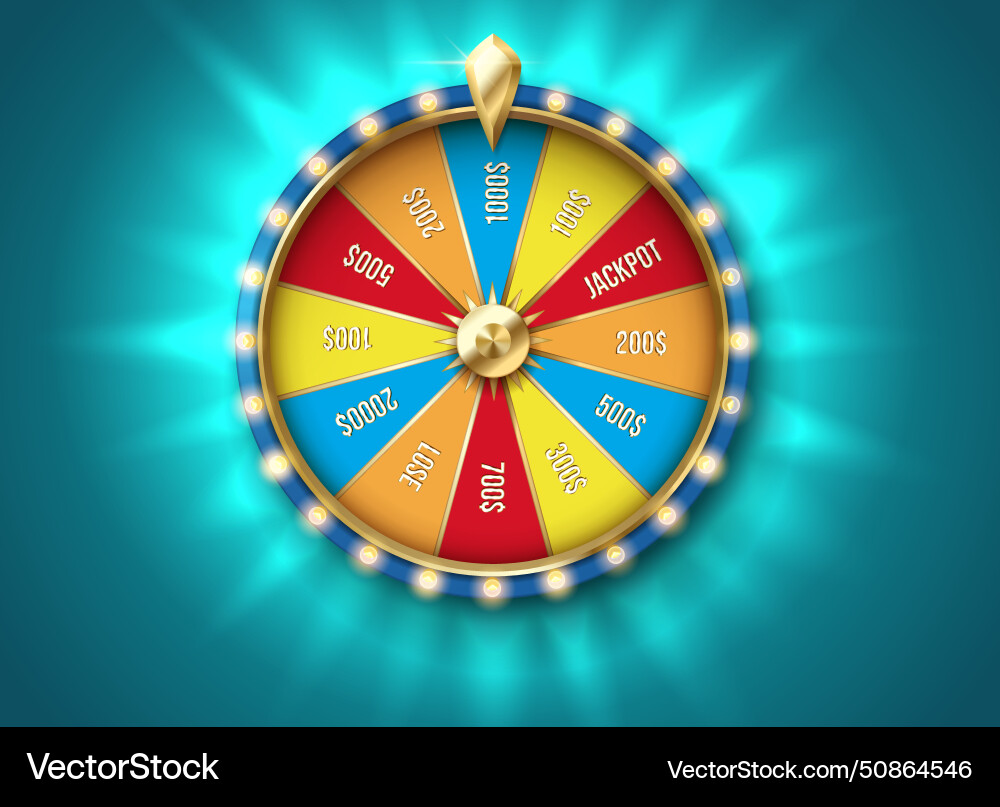 Glowing fortune wheel color realistic Royalty Free Vector