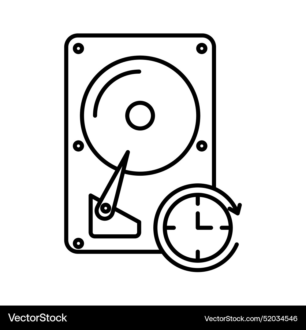 Hard disk drive linear logo mark in black Vector Image