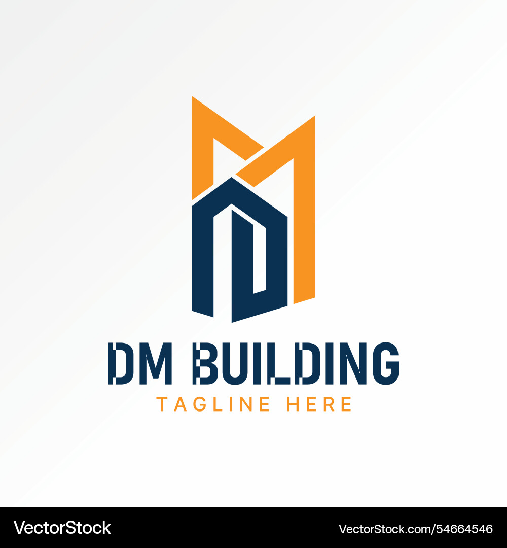 Initial dm font building construction house Vector Image