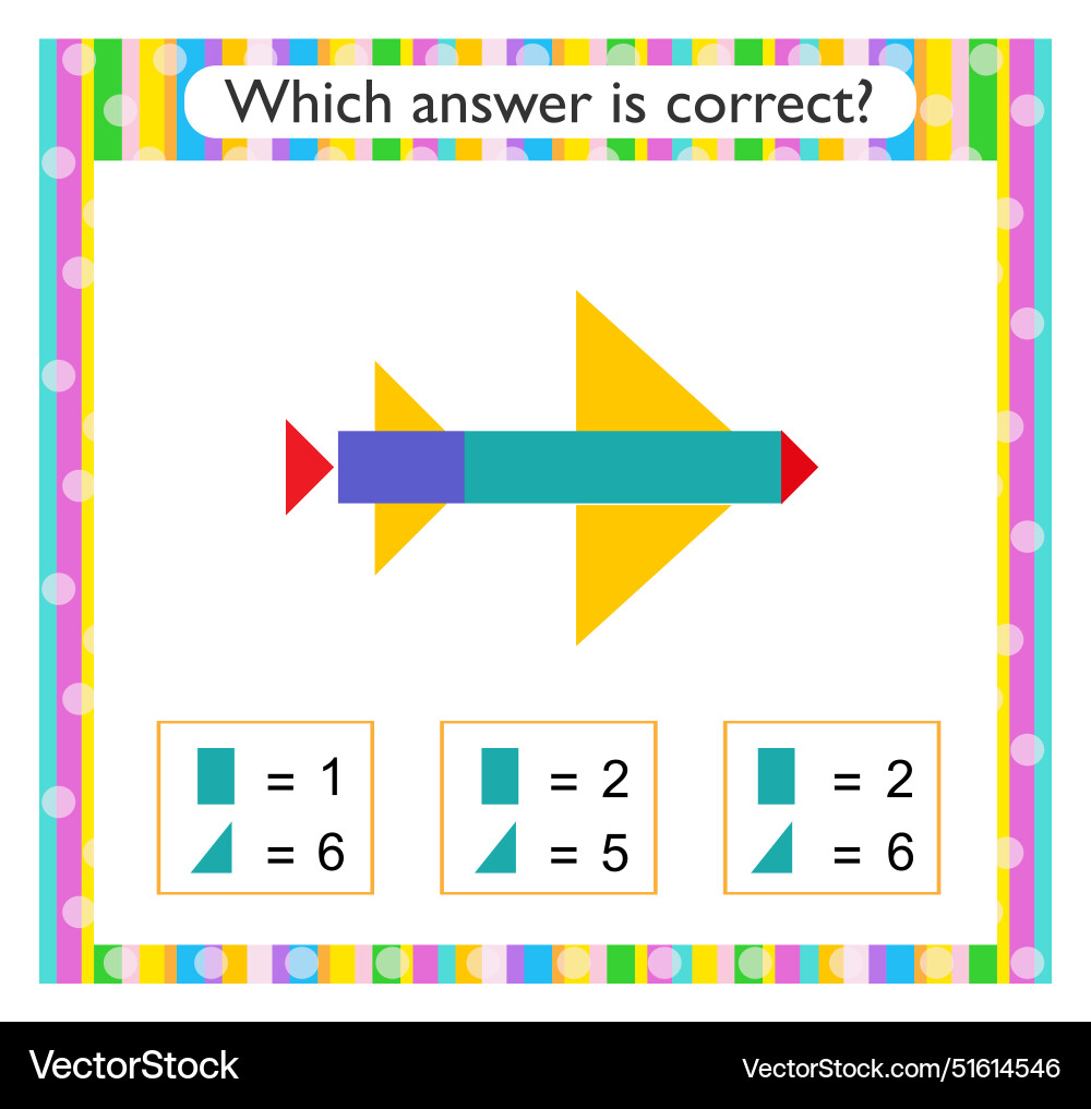 Math activity for kids find the correct answer Vector Image