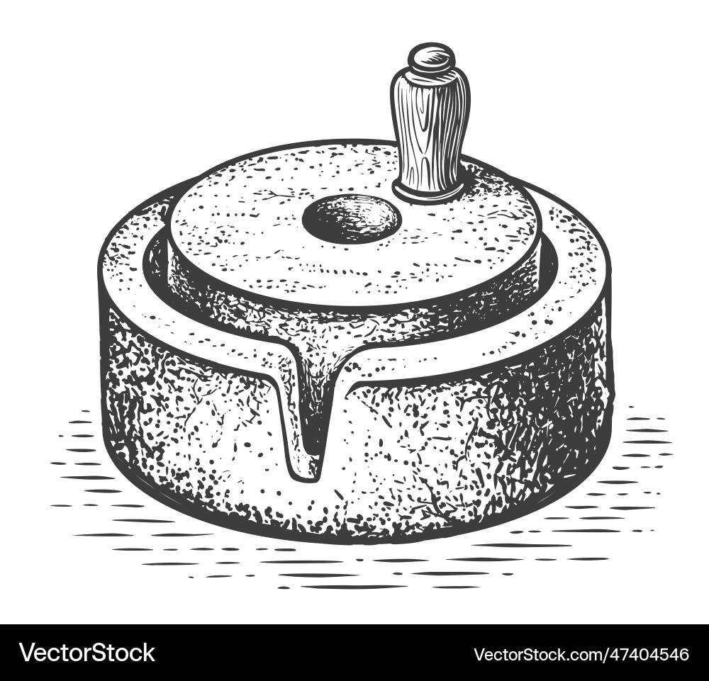 Millwheel with handle holder hand drawn sketch Vector Image