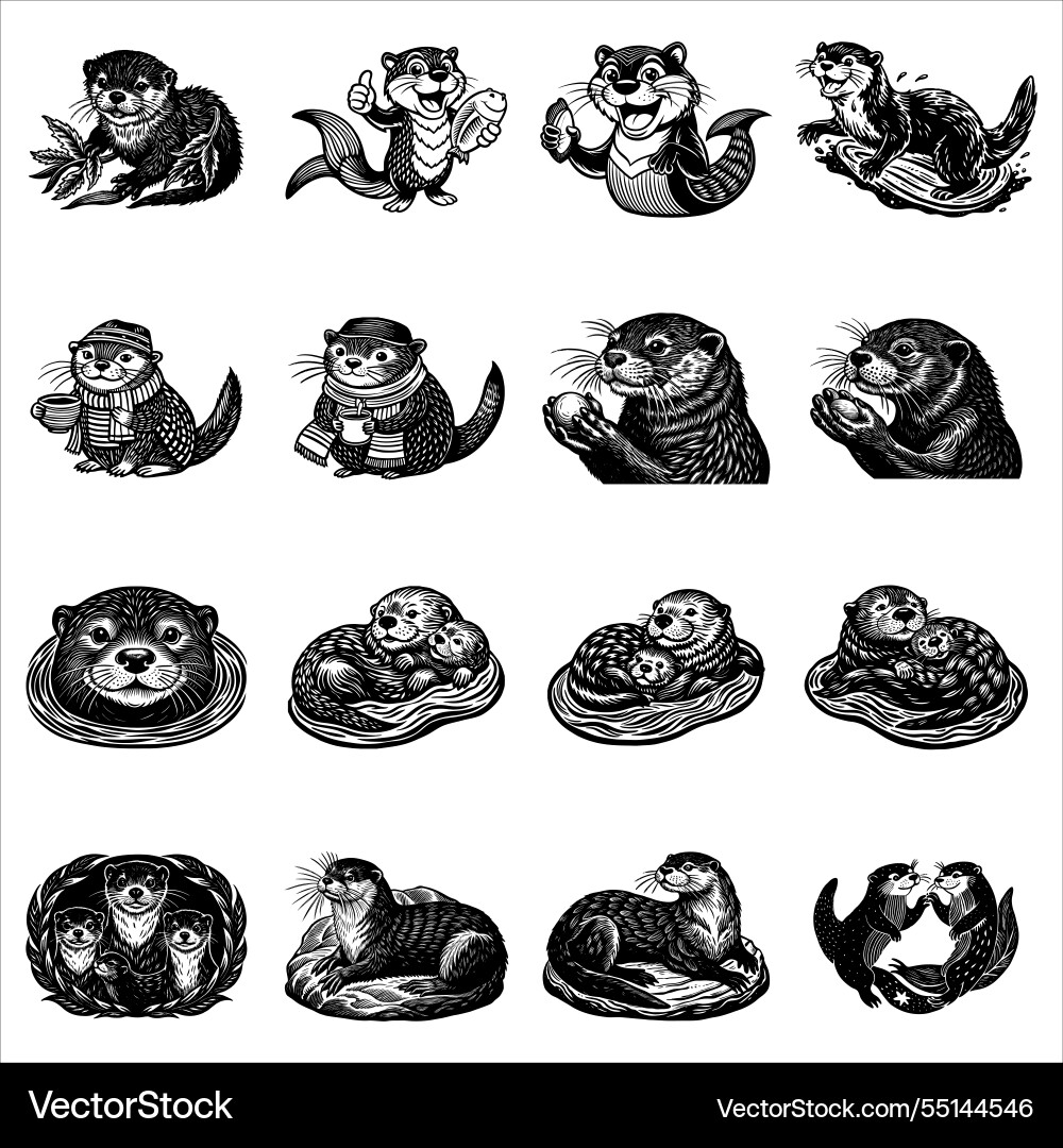 Otters Royalty Free Vector Image - VectorStock