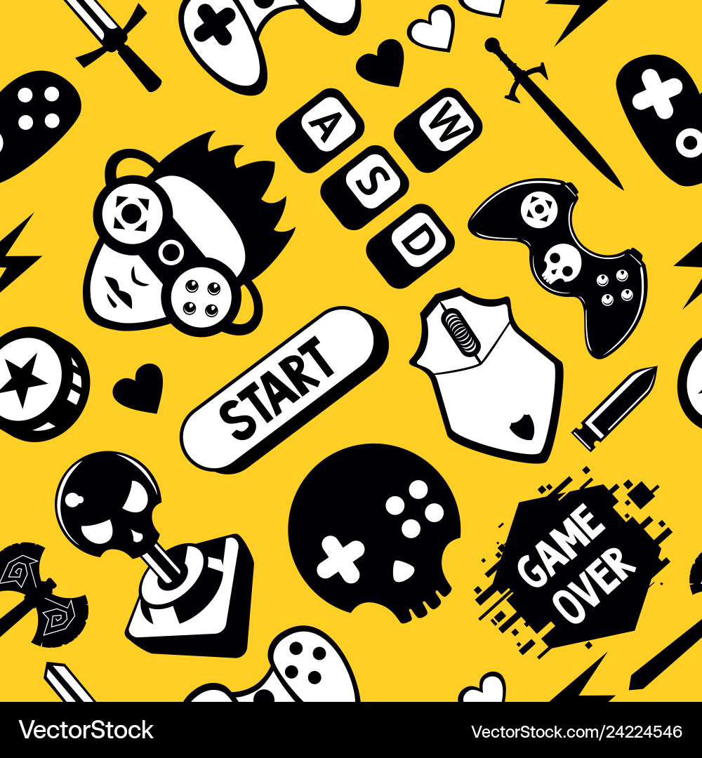 Seamless pattern with game elements funny Vector Image