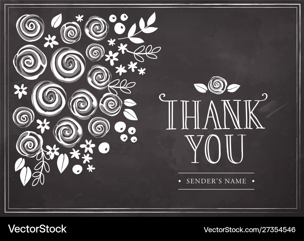 Thank you card with floral background Royalty Free Vector