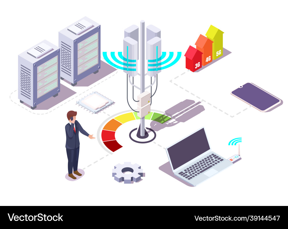 5g network wireless technology flowchart Vector Image