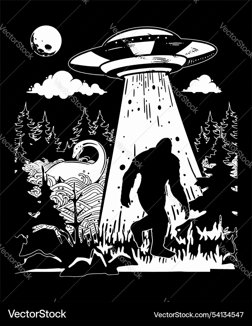 Alien with bigfoot Royalty Free Vector Image - VectorStock