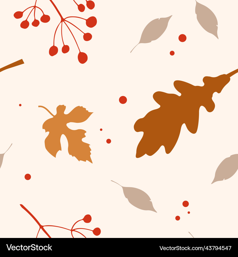 Autumn Leaves & Berries Pattern Royalty Free Vector