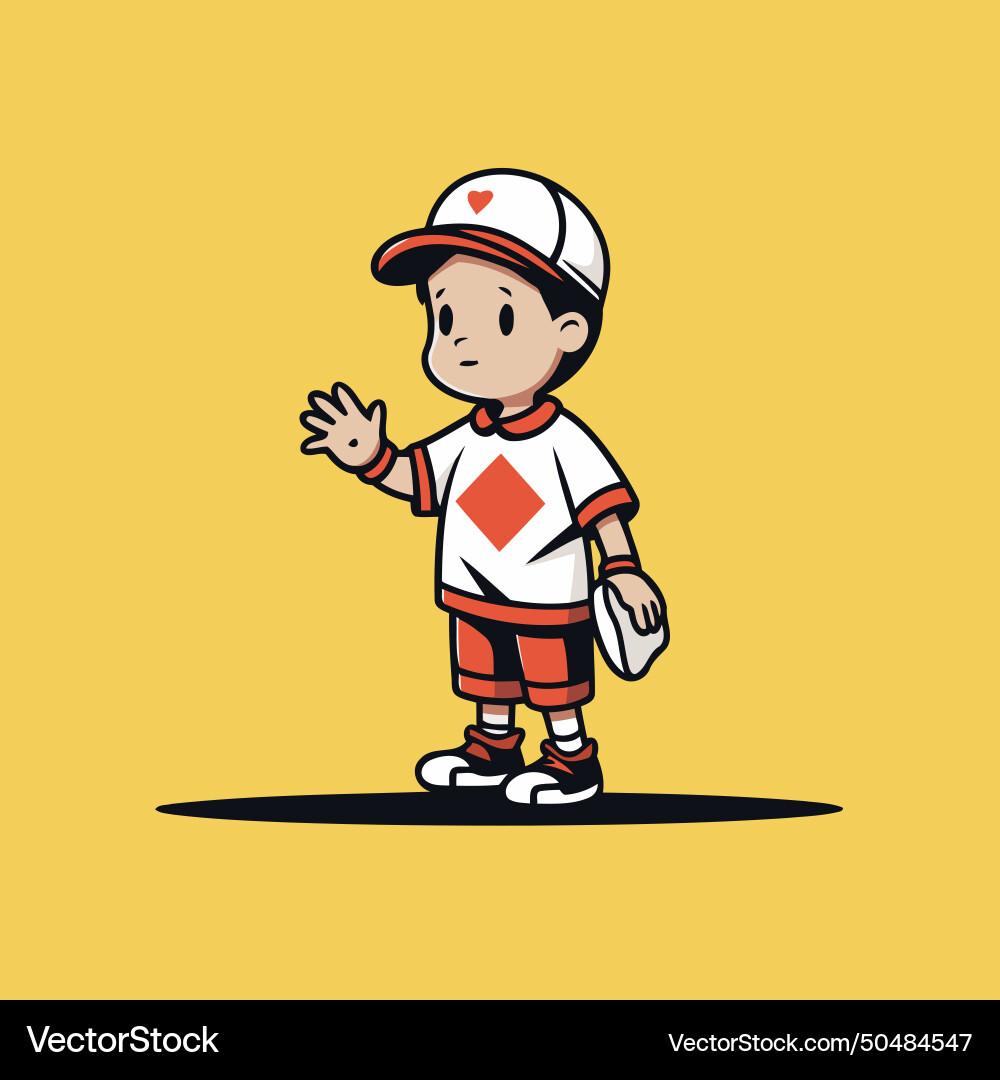 Baseball player cartoon cute boy in uniform Vector Image
