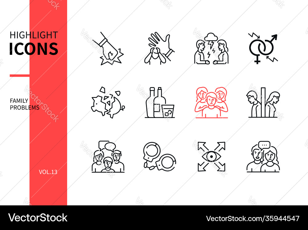 Family psychological problems - line design style Vector Image