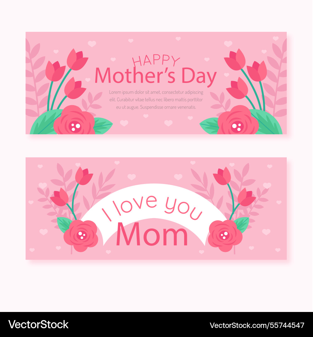 Flat mothers day banners Royalty Free Vector Image