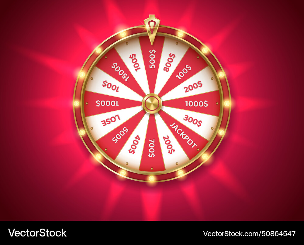 Fortune wheel at backlight realistic Royalty Free Vector