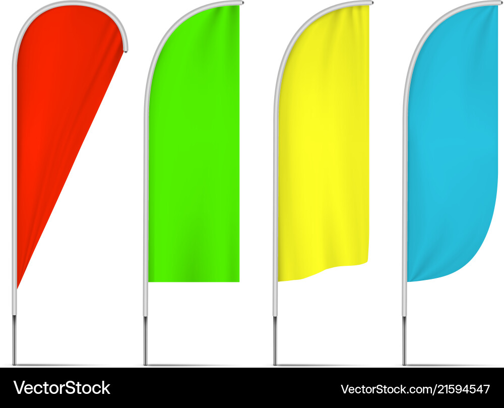 Four Colored Beach Flags Royalty Free Vector Image