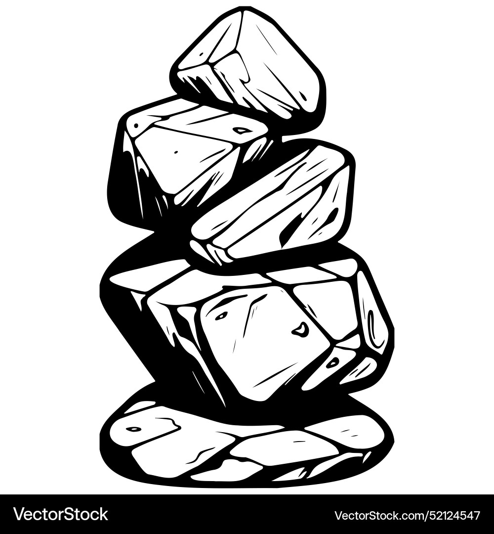 Realistic cartoon rocks monochrome outline Vector Image