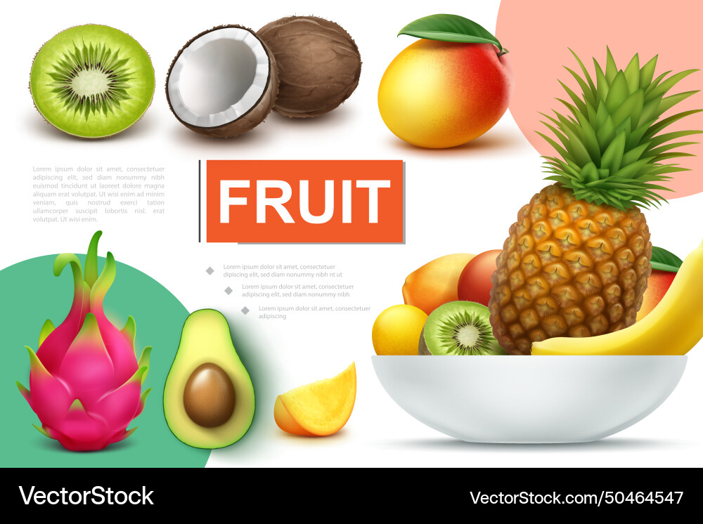 Realistic natural fruits composition Royalty Free Vector