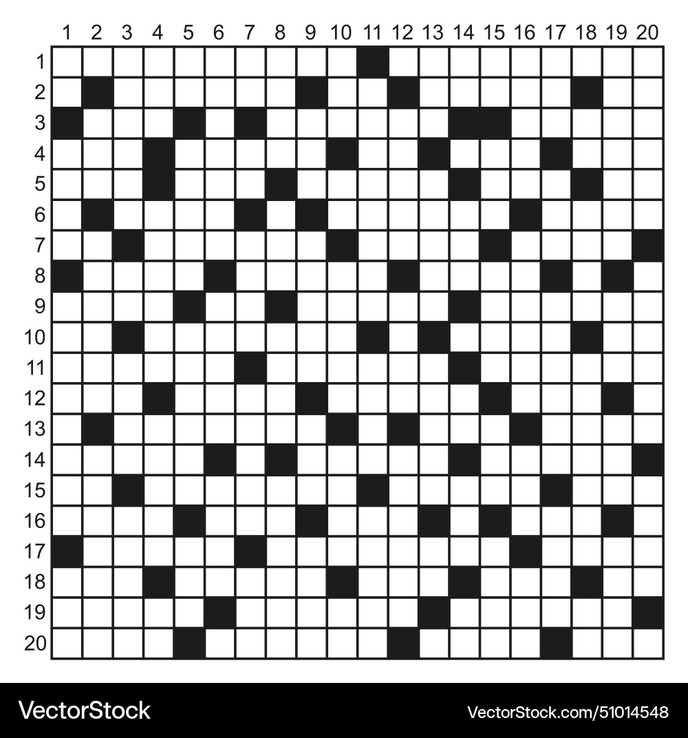 Blank crossword template grid graphic Royalty Free Vector