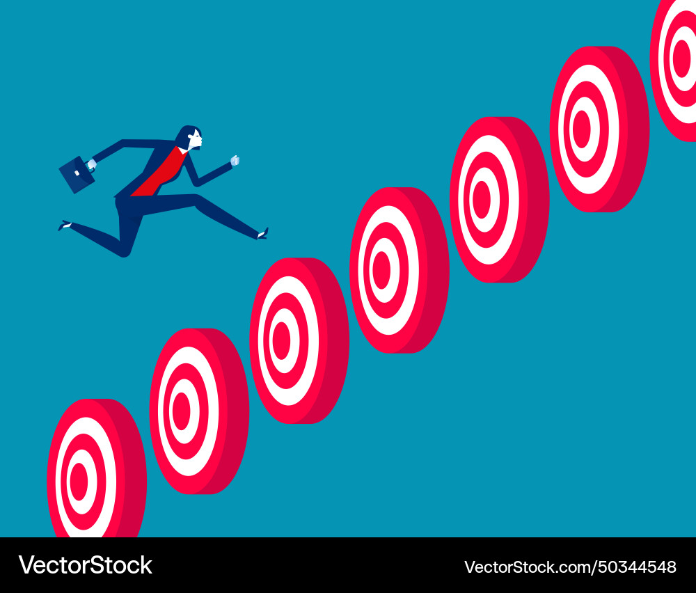 Business jump over target success Royalty Free Vector Image
