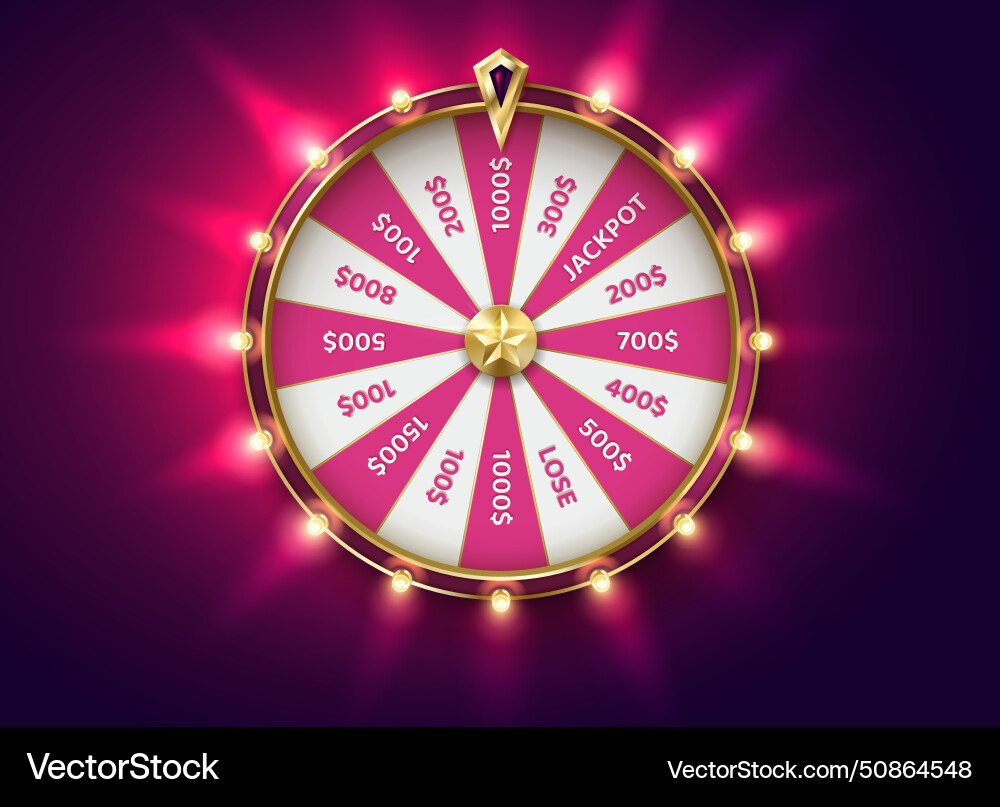 Fortune wheel at backlight realistic Royalty Free Vector
