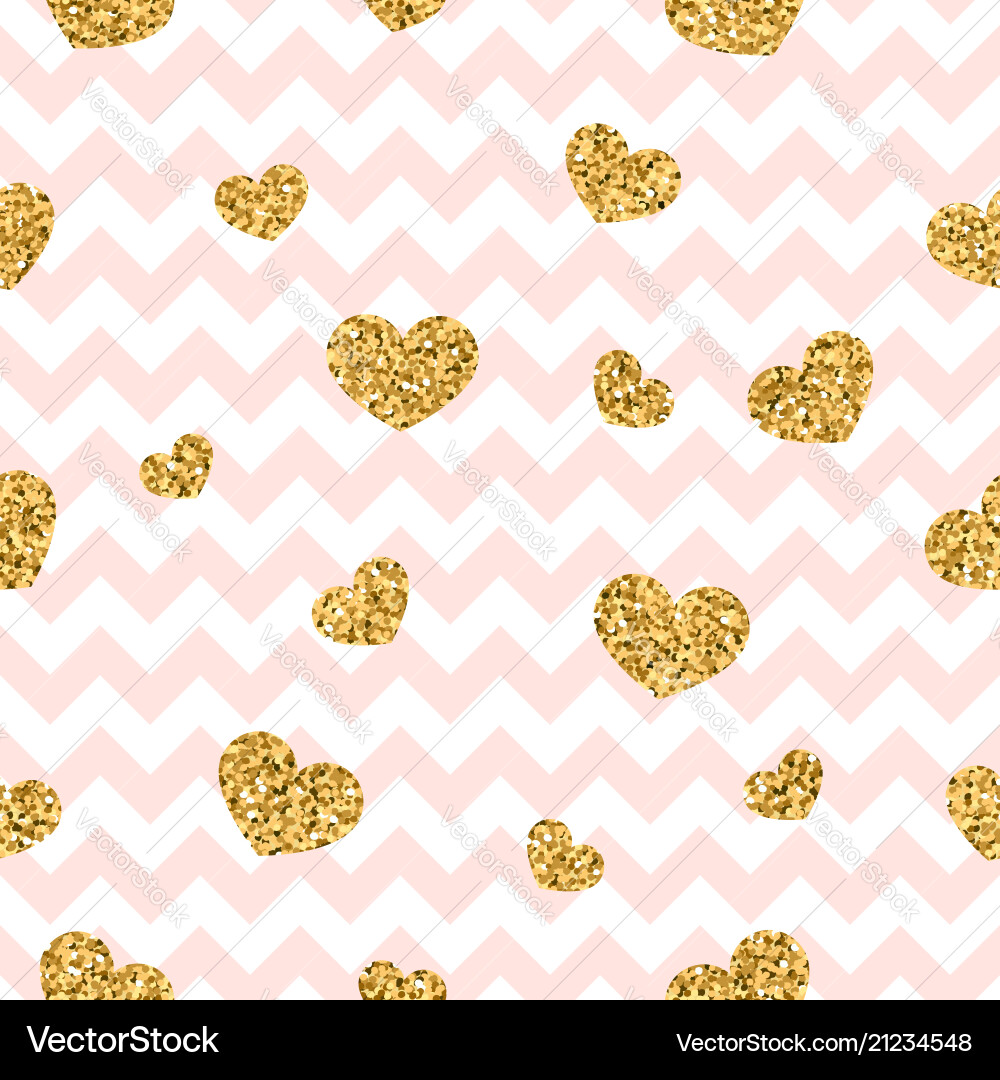 Gold heart seamless pattern pink-white geometric Vector Image