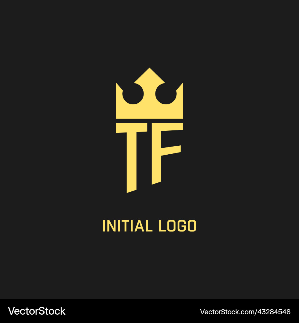 Monogram tf logo shield crown shape elegant Vector Image